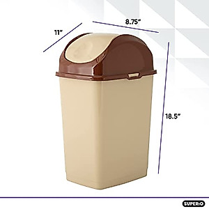 Superio Swing Top Trash Can, Waste Bin for Home, Kitchen, Office, Bedroom, Bathroom, Ideal for Large or Small Spaces - Beige (3 Pack - 4.5 Gal, 13 Gal)