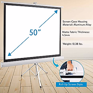 Portable Projector Screen Tripod Stand - Mobile Projection Screen , Lightweight Carry & Durable Easy Pull Assemble System for Schools Meeting Conference Indoor Outdoor Use, 50 Inch - Pyle PRJTP52