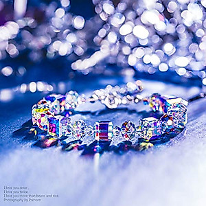 LADY COLOUR Crystals Bracelets for Women Jewelry for Women Birthday Gifts for Women Northern Lights Crystals Bracelet Anniversary Jewelry Gifts for Her Mothers Day Gifts for Mom Wife