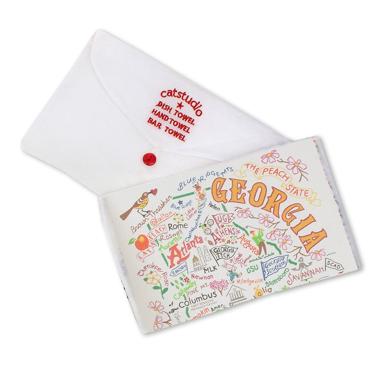 Catstudio Georgia Dish Towel - U.S. State Souvenir Kitchen and Hand Towel with Original Artwork - Perfect Tea Towel for Georgia Lovers, Travel Souvenir