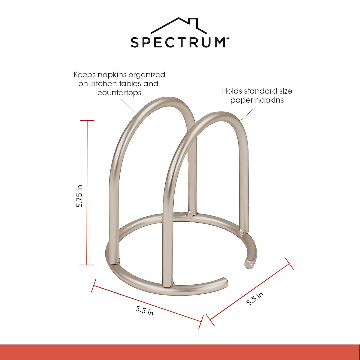 Spectrum Spectrum diversified satin nickel euro napkin holder, 0.25 Ounce