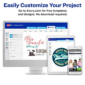 Avery Printable Heat Transfer Paper for Dark Fabrics, 8.5" x 11", Inkjet Printer, 5 Iron On Transfers (3279)