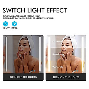 Medicine Cabinet with Lights, LED Medicine Cabinet for Bathroom with Defogger, Dimmer, Memory Function, 2 Doors, 31”x24” Lighted Medicine Cabinet, Surface Mount, Stainless Steel