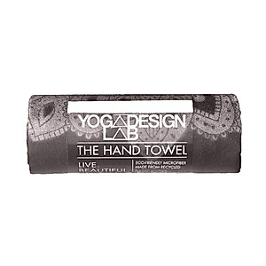 Yoga Design LAB | The Hand Towel | Premium Non Slip Hand Towel | Designed in Bali | Colorful Eco Printed + Quick Dry + Soft | Hot Yoga, Bikram, Ashtanga, Sport, Barre, Travel (Mandala Black)