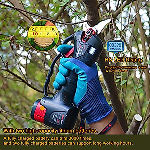 KOMOK Electric Pruning shears, Professional Cordless Battery Powered Pruning Shears Tree Branches Cutter with LED Display, 1"/25mm Cutting Diameter, 6-8 Working Hours