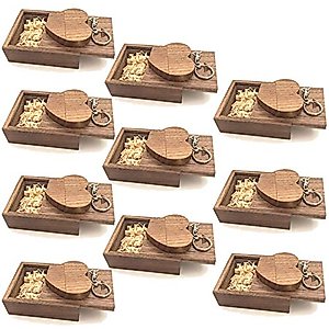 A Plus+ 10 PCS Eco Wooden USB Flash Drive 16GB Heart Shaped with Matching Box for Wedding Photography Valentine's Day