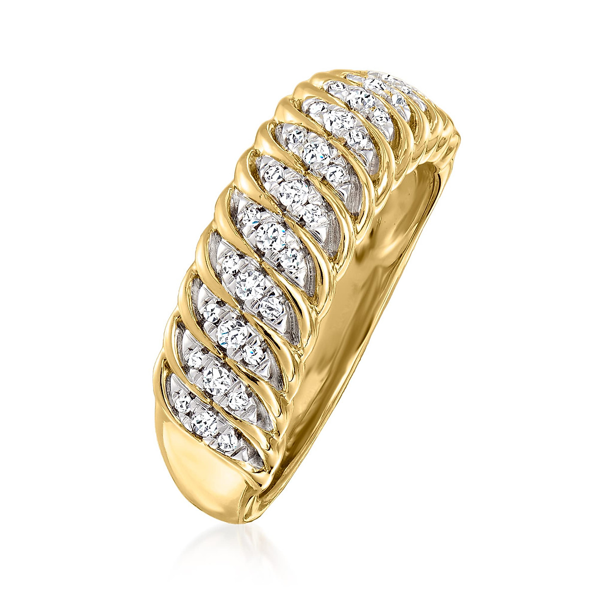 Canaria 0.25 ct. t.w. Diamond Milgrain Ring in 10kt Yellow Gold. Size 6