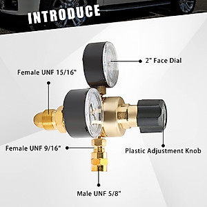 ATPEAM Argon CO2 Regulators Gauges | Gas Welding Regulator CGA580 Compatible with Miller Lincoln Mig Tig Weld 0-4500PSI / 0-10BAR 2" Dual-Gauges Female 5/8" and Male 9/16" Outlet