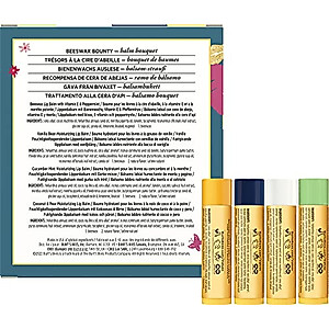 Burt's Bees Gifts, 4 Lip Balm Products, Balm Bouquet Spring Set - Classic Beeswax, Vanilla Bean, Cucumber Mint & Coconut Pear (4 Pack)