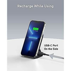 Anker 622 Magnetic Battery (MagGo) Upgraded Version, 5,000mAh Foldable Magnetic Wireless Portable Charger and USB-C (On The Side), Only for iPhone 14/13/12 Series (Interstellar Gray)