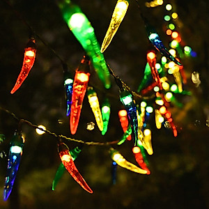 NA Chili Pepper Solar LED String Lights Outdoor, 23ft Pepper Solar Outdoor String Lights Christmas Decorations - 50LEDs Chili Solar Christmas Lights for Tree, Porch, Kitchen Decor