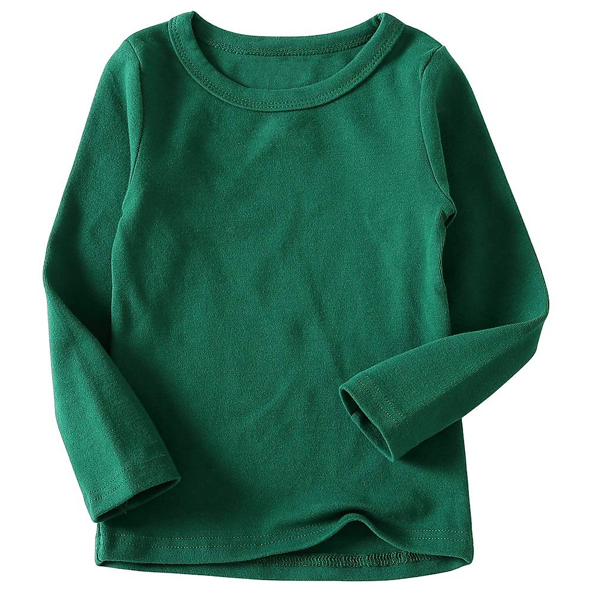 KISBINI Unisex Girls 100% Cotton Long Sleeve T-Shirt Top Tees Dark (6,Green)