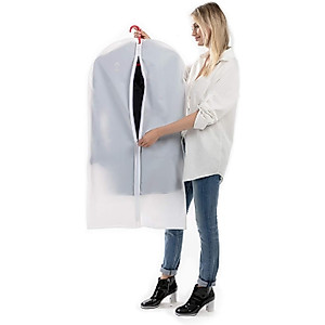 MsKitchen Clear Garment Bags Clothes Covers Protecting Dusts (Set of 12) for Storage Plastic Garment Bags Hanging Clothes Bags Dress Bag for Gowns Long with Zipper for Closet - 24'' x 40''/12 Pack