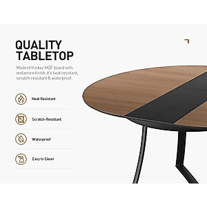 Acanva Extension Oval/Round Dining Table for 6, Expandable Butterfly Leaf & Sturdy Base, Suit for Kitchen, Living Room & Apartment, 46.5”W(+11.8) x 46.5”D x 30.1”H, Light Oak/Black