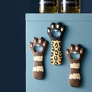 Cute Cat Paw Bottle Opener Magnet,Refrigerator Magnet Silicone Metal Bottle Opener for Beer Coke Bartender Kitchen Barware Metal Novelty Cute Fun Shape,Unique Birthday Beer Gifts Ideas (Gray)