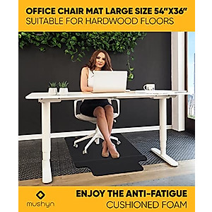 Office Chair Mat with Anti Fatigue Cushioned Foam - Chair Mat for Hardwood Floor with Foot Rest Under Desk - 2 in 1 Chairmat Standing Desk Anti-Fatigue Comfort Mat for Hard Floor - Size 54”x 36”