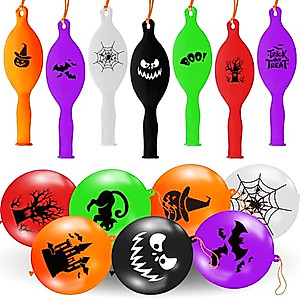 MGparty 36 Pack Halloween Punch Balloons Latex Halloween Balloons for Kids Halloween Party Games Decorations Trick or Treat Toys Halloween Pinata Prizes Treats Goodie Bag Fillers