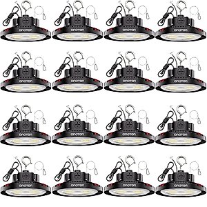 CINOTON UFO LED High Bay Light, 160W/120W/80W Switchable, AC100-277V LED Shop Lights with US Plug, 24000LM Dimmable 0-10V Commercial Bay Lighting for Garage Workshop 5000K Daylight-UL Listed, 16 Pack
