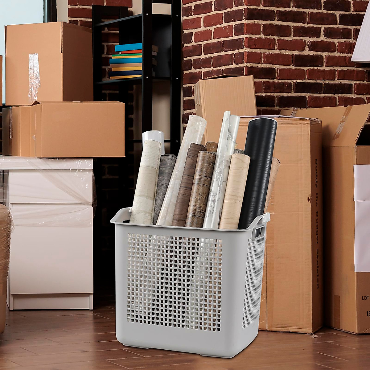 Xeabia 42 L Plastic Dirty Clothes Hampers with Handles, Large Plastic Laundry Baskets, Gray, 4 Packs