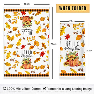 Bonsai Tree Fall Hand Towels Bathroom, Autumn Pumkins Gnomes Kitchen Towels 18”x28”, Buffalo Plaid Truck Maple Leaves Seasonal Dish Tea Towel Housewarming Gifts Decor for New Home Sets of 2