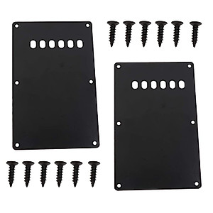 Jiayouy 2PCS Pickguard Tremolo Cavity Cover Backplate with Screws for Electric Guitar Black