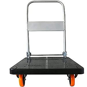 Generic Handling Vehicle Flatbed Truck Folding Push Cart Dolly Moving Platform Hand Truck for Easy Storage and 360 Degree Swivel Wheels, 72X46CM, Black