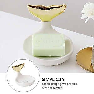 Zerodeko Mermaid Soap Dish Countertop Soap Sponge Dish Vintage Ring Holder Soap Draining Tray Soap Saver Fish Tail Bowl for Kitchen Sink Bathroom