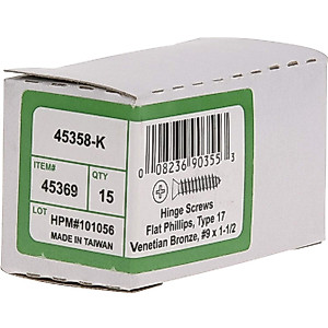 The Hillman Group 45369 9-Inch x 1-1/2-Inch Flat Phillips Wood Screw, Antique Bronze, 15-Pack