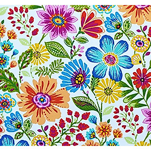 RSH Décor Indoor Outdoor Patio Furniture Set of 2 Tufted Bistro Round Chair Seat Cushion Pads with Ties ~ Available in 4 Sizes & Various Fabrics - 18" Gregoire Fresco Blue red Yellow Pink Floral