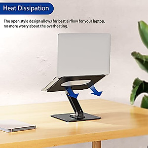 BESIGN LSX7 Laptop Stand with 360° Rotating Base, Ergonomic Adjustable Notebook Stand, Riser Holder Computer Stand Compatible with Air, Pro, Dell, HP, Lenovo More 10-15.6" Laptops (Black)