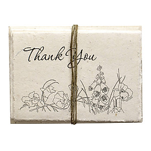Handmade Seeded Plantable Thank You Cards with Envelopes Set of 6 Wildflowers