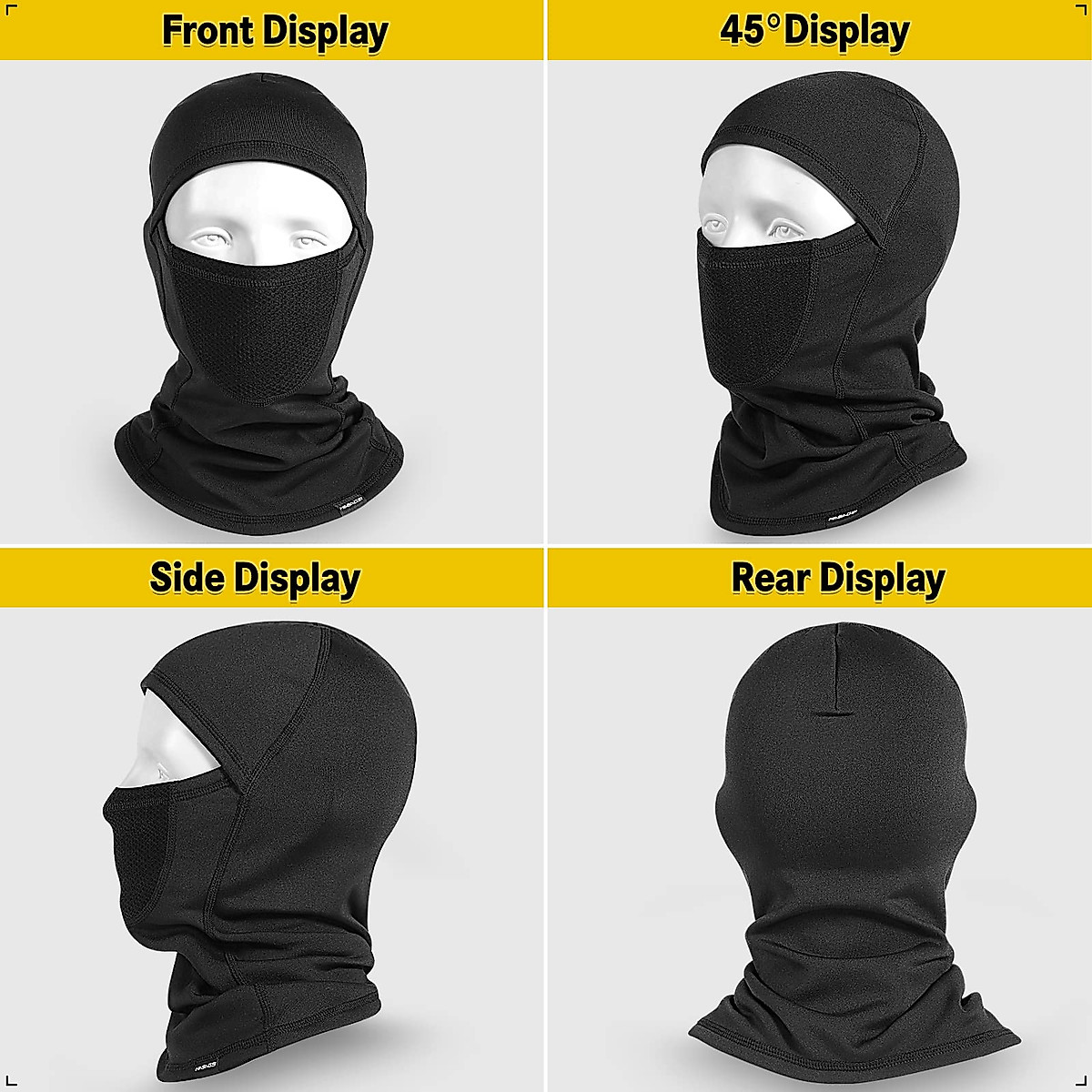 HASAGEI Balaclava Winter Thermal Ski Mask Breathable Face Hood Balaclava Motorcycle Bike for Men and Women Black