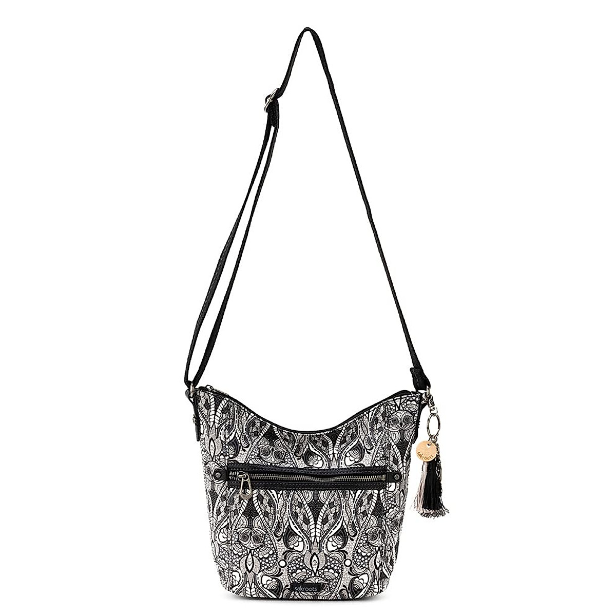 Sakroots Sequoia Small Crossbody, Black/White Soulful Desert