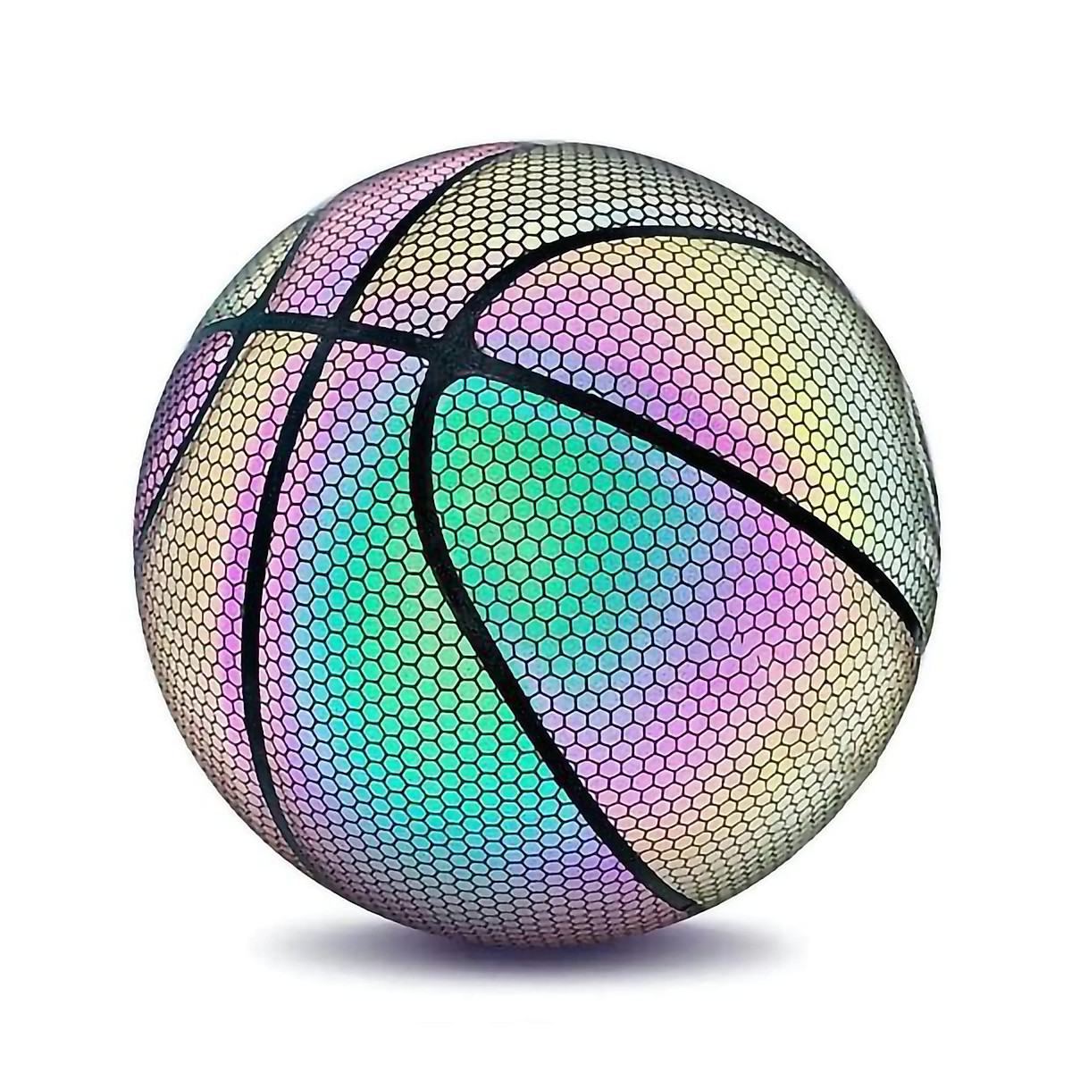 Anvirtue Holographic Reflective Basketball Ball Wear-Resistant Luminous Night Light Ball Basketball Glowing Basketball Ball with Bag Pin