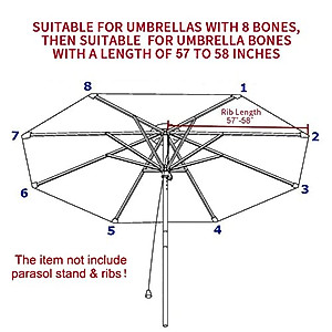 FAJOME 10FT 8 Ribs Patio Umbrella Replacement Canopy, Replacement Parasol Cover With Patio Umbrella Cover For Cantilever Hang Patio Umbrella (Canopy Only) (Color : Light brown)