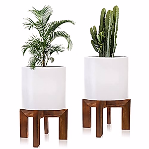 hismocal 2 Pack Wood Plant Stand Indoor Holders for Plants,Sturdy Flower Pot Stands Plants Shelf,Wooden Stool for Patio Plant Stand, Fit 5-18 Inch Variety Flower Pots,Easily Assemble