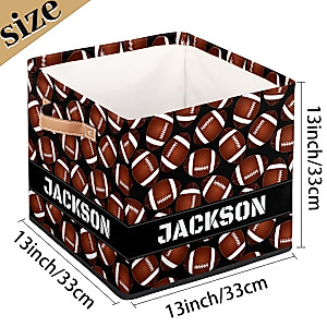 RIRIX Personalized Storage Bin, Custom Storage Baskets for Organizing with Handles, Foldable Storage Box for Closet Cloth Baskes Toy Football