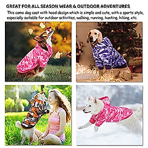 AOFITEE Camo Dog Hoodie Coat Warm Dog Shirts Vest, Camouflage Pet T-Shirt Sweatshirts with Pocket, Cozy Puppy Pollover Pajamas Dog Cold Weather Clothes Apparel for Small Medium and Large Dog