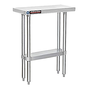 Food Prep Stainless Steel Table - DuraSteel 30 x 12 Inch Commercial Metal Workbench with w/Die Cast Corner Brackets - NSF Certified - For Restaurant, Warehouse, Home, Kitchen, Garage