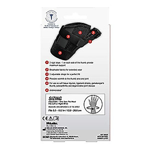 MUELLER Adjust-to-Fit Thumb Stabilizer - Unisex, Black, One Size Fits Most, Ideal for De Quervains Tenosynovitis Brace, Thumb Brace for Arthritis Pain and Support, Can be Worn on Both Hands, Black