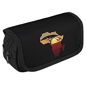 African Safari Giraffe Pencil Case with Two Large Compartments Pocket Big Capacity Storage Pouch Pencil Bag for School Teen Adult