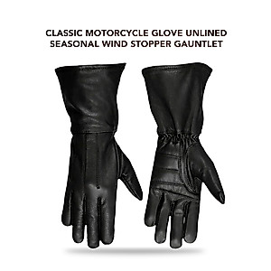 Hugger Windstopper Motorcycle Black Gauntlet Gloves Unlined Cold/Wind Resistant (Large)