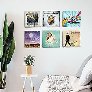 CECOLIC Clear Acrylic Vinyl Record Shelf Wall Mounted Rack 6 Pack, Transparent Floating Shelves Acrylic Album Record Display Holder for Living Room Bedroom Office (7 Inches)