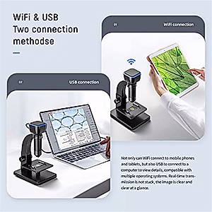ADFSFD 2000x Dual Lens Electronics Digital Microscope USB Phone PC Video Microscope for Microbial Observation