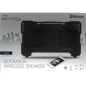 Vivitar V143BT-BLK Bluetooth Retro Boom Box Speaker, Black