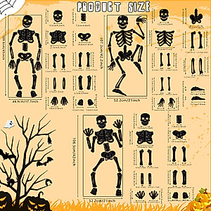 Bememo Halloween Skeleton Garage Door Magnets 42.9 Inches Dancing Skeleton Skull Magnetic Sticker Decor Black Large DIY Garage Magnets for Halloween Party Home Door Car Dishwasher Decor