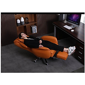 Computer Chair, Home Office Desk Chairs, Swivel Chair Leather Reclining Office Computer Chair Home Study Business Gaming Swivel Chair (Color : Off-White)