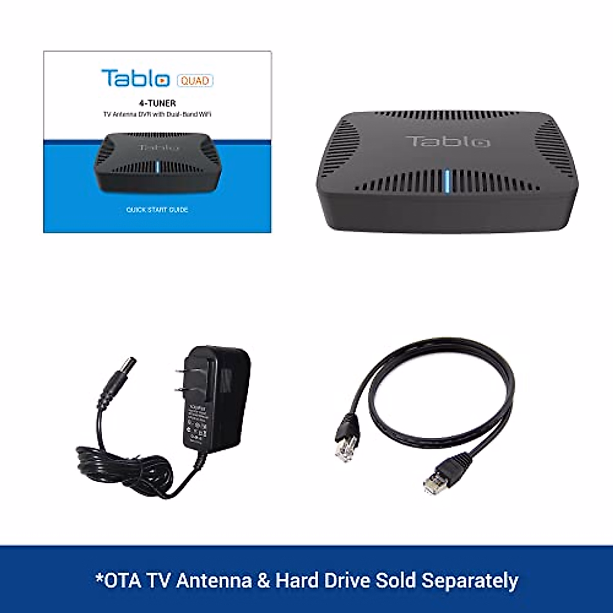 Tablo Quad Over-The-Air [OTA] Digital Video Recorder [DVR] for Cord Cutters - with WiFi, Live TV Streaming, Black