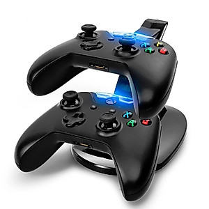 InSassy (TM) Dual LED Charging Dock + 2 Rechargeable Battery for Xbox ONE Controllers