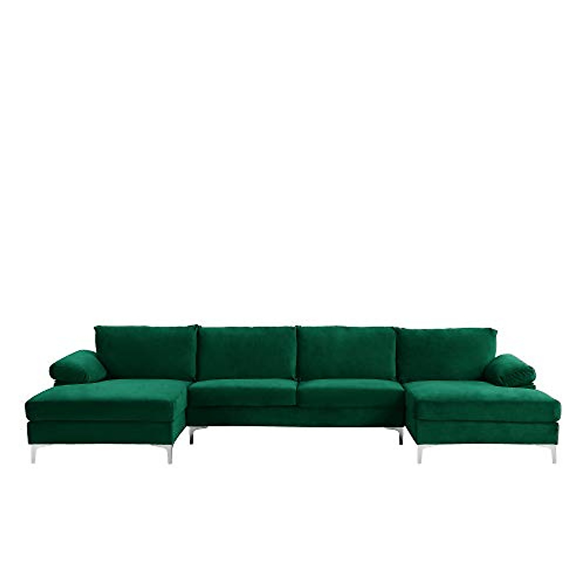 Casa Andrea Milano Modern Large Velvet Fabric U-Shape Sectional Sofa, Double Extra Wide Chaise Lounge Couch